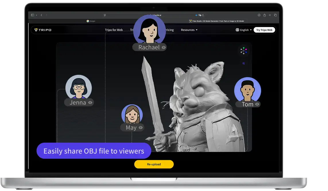 免费 OBJ 查看器：在线在任何设备上查看 .obj 格式文件 | Tripo AI